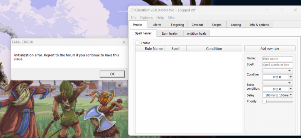Not working - Bug Reports - OTClientBot